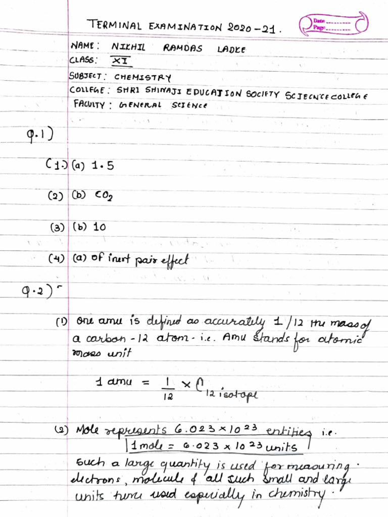 Chemistry Paper | PDF | Chemistry | Physical Sciences