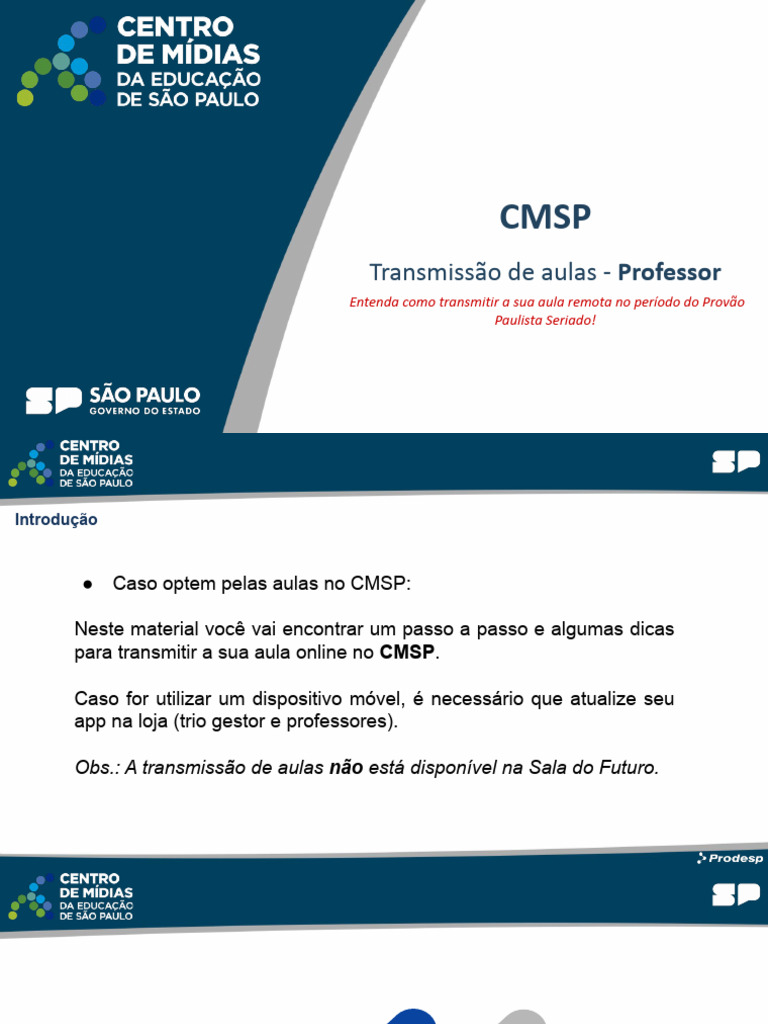 Tutorial Cmsp Aula Remota | PDF | Aplicativo para celular | Janela (informática)