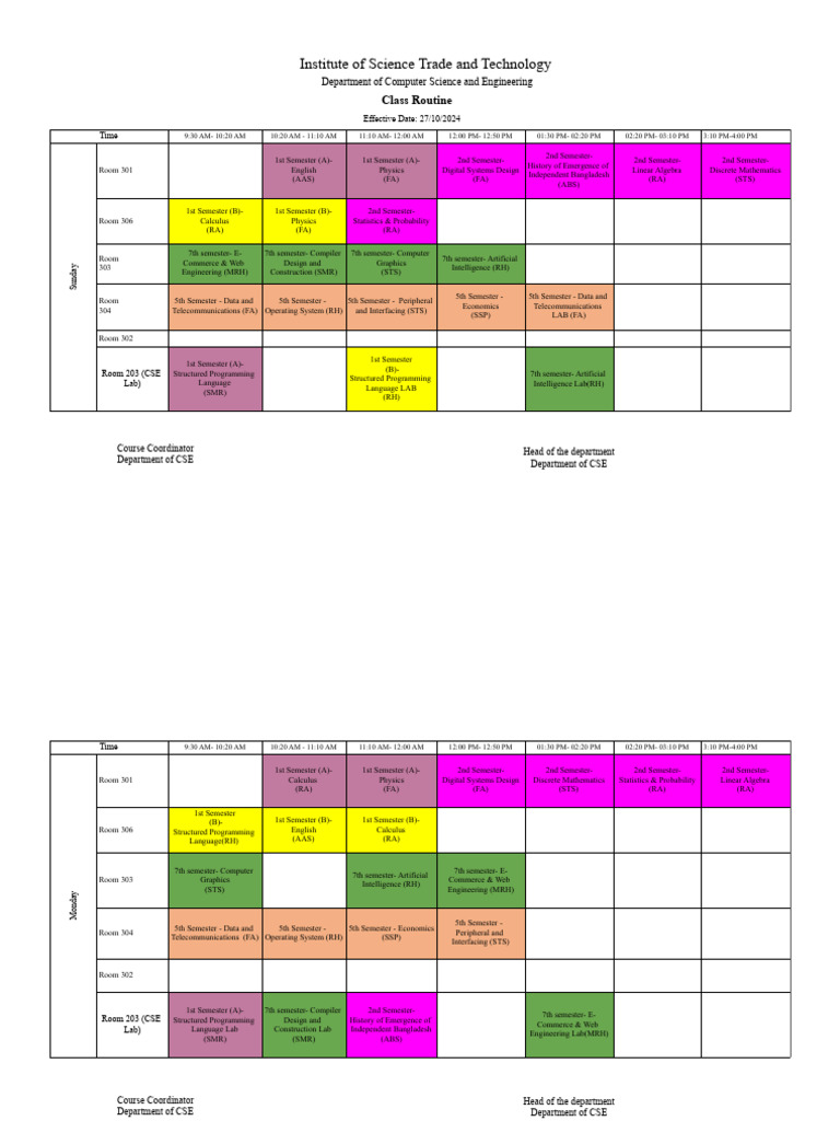 Class - Routine - CSE-24 - NEW Class Routine | PDF | Mathematics | Discrete Mathematics