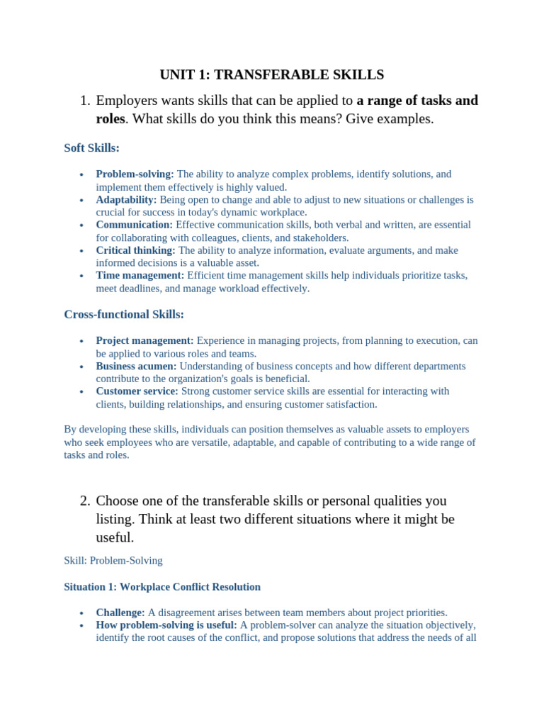 Transferable Skills for Career Success | PDF | Skill | Time Management