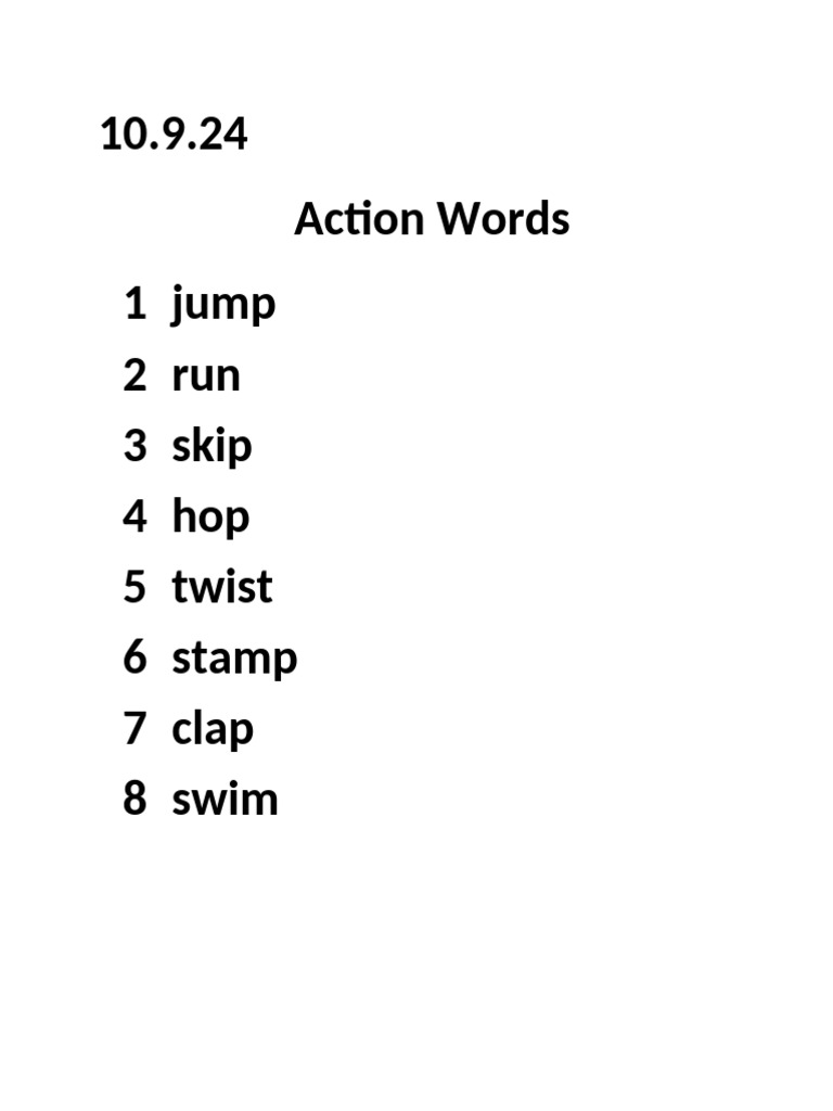 Action Words | PDF | Teaching Methods & Materials | Science & Mathematics