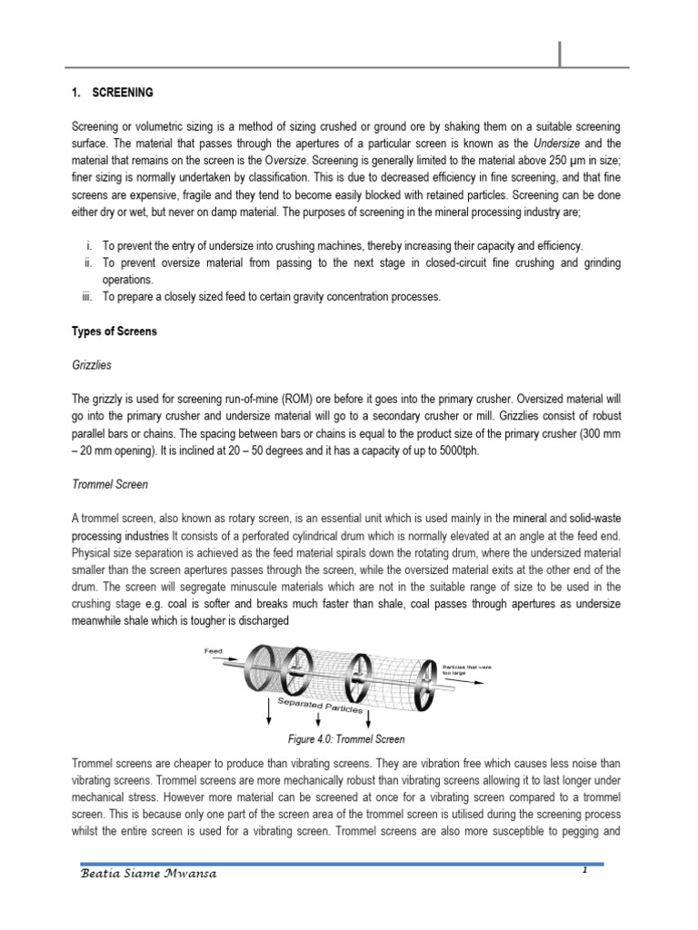 4.0 Screening, Classification and Particle Size Analysis | PDF