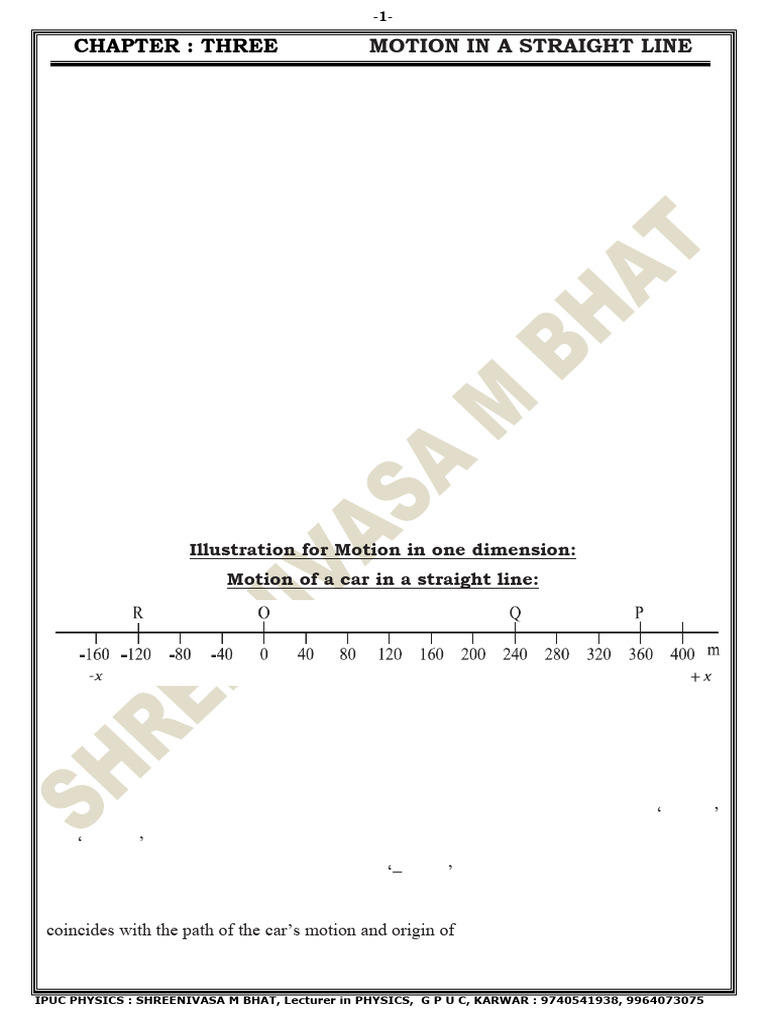 3 - IPUC Phy Chapter 3 - Motion in A Straight Line | PDF | Acceleration | Velocity