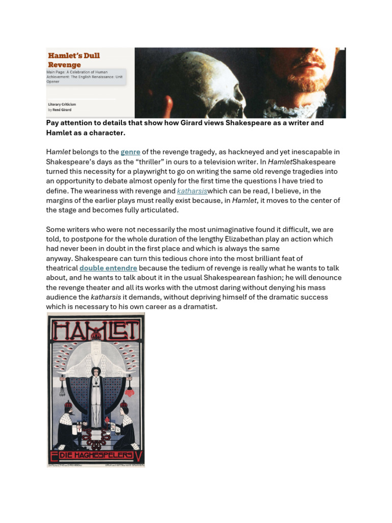 Hamlet Dulls Revenge Reading | PDF | Hamlet | Revenge