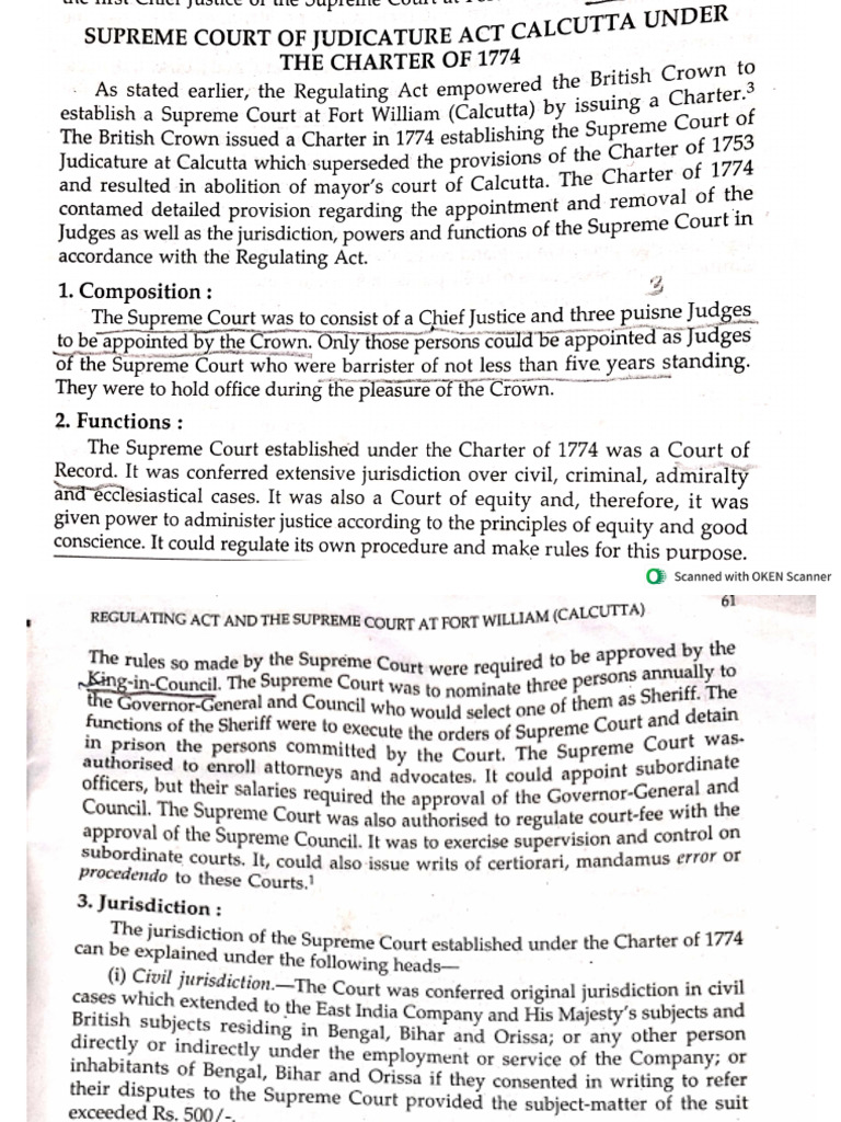 Supreme Court of Fort Williams, 1774 | PDF
