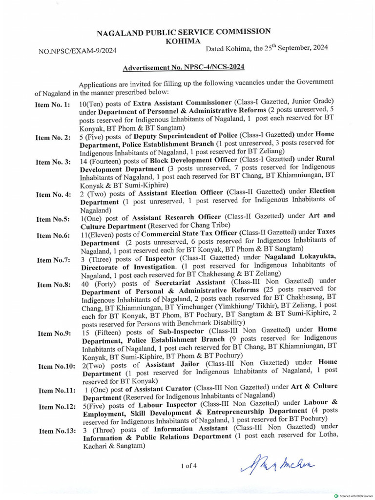 NCS 2024 Advertisement Dt. 25.09.2024 | PDF