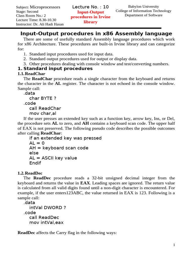 IO Irvine | PDF | Integer (Computer Science) | String (Computer Science)