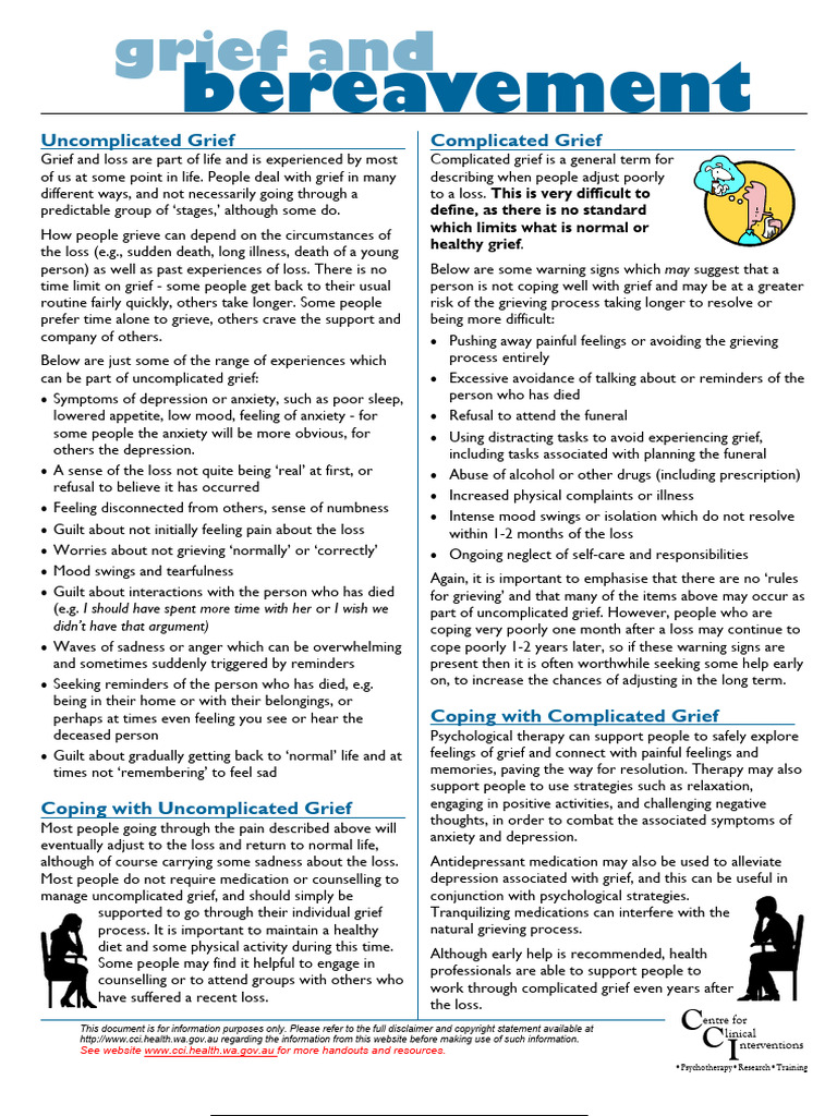 Interpersonal Information Sheet - 05 - Grief and Bereavement | PDF | Grief | Major Depressive ...