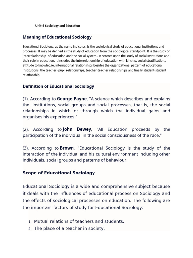 Educational Sociology | PDF | Sociology | Liberal Arts Education