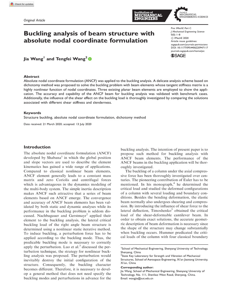 47-Buckling Analysis of Beam Structure With Absolute Nodal | PDF | Buckling | Beam (Structure)