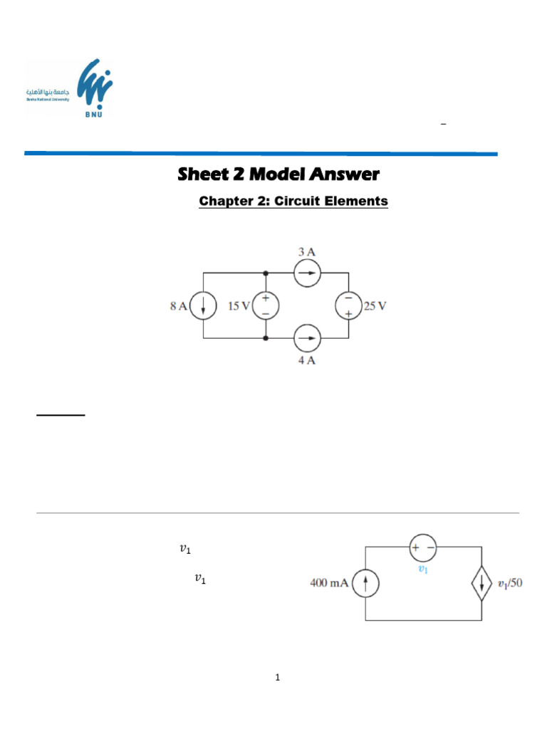 Sheet 2 - MAE203 - Answer | PDF | Electrical Network | Electricity