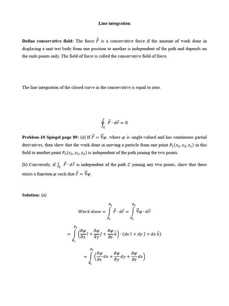 Lecture-09 Line Integration Conservative Field Student | PDF | Mathematical Physics | Linear Algebra
