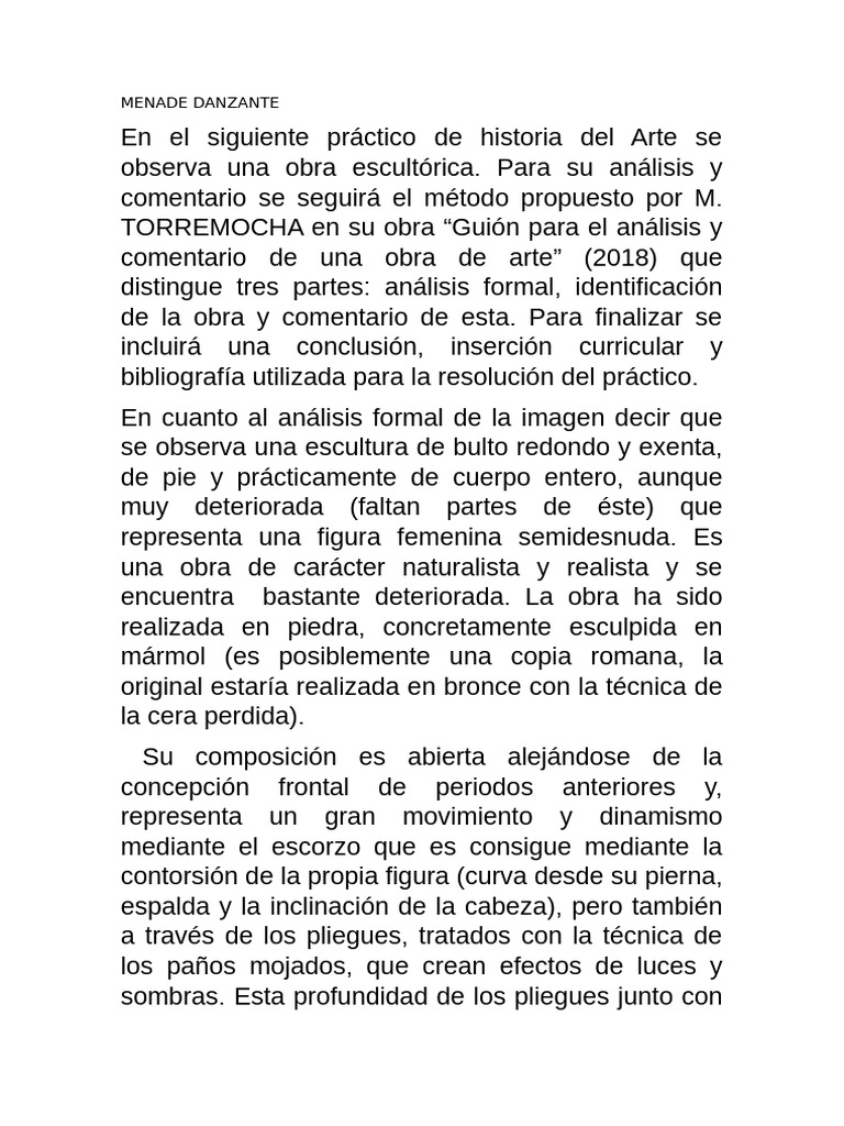 Análisis de la Menade Danzante de Scopas | PDF | Escultura | Grecia clasica