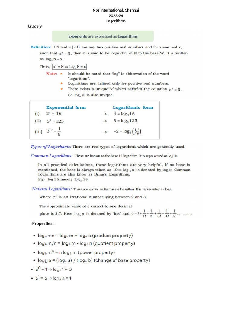 Logarithm | PDF