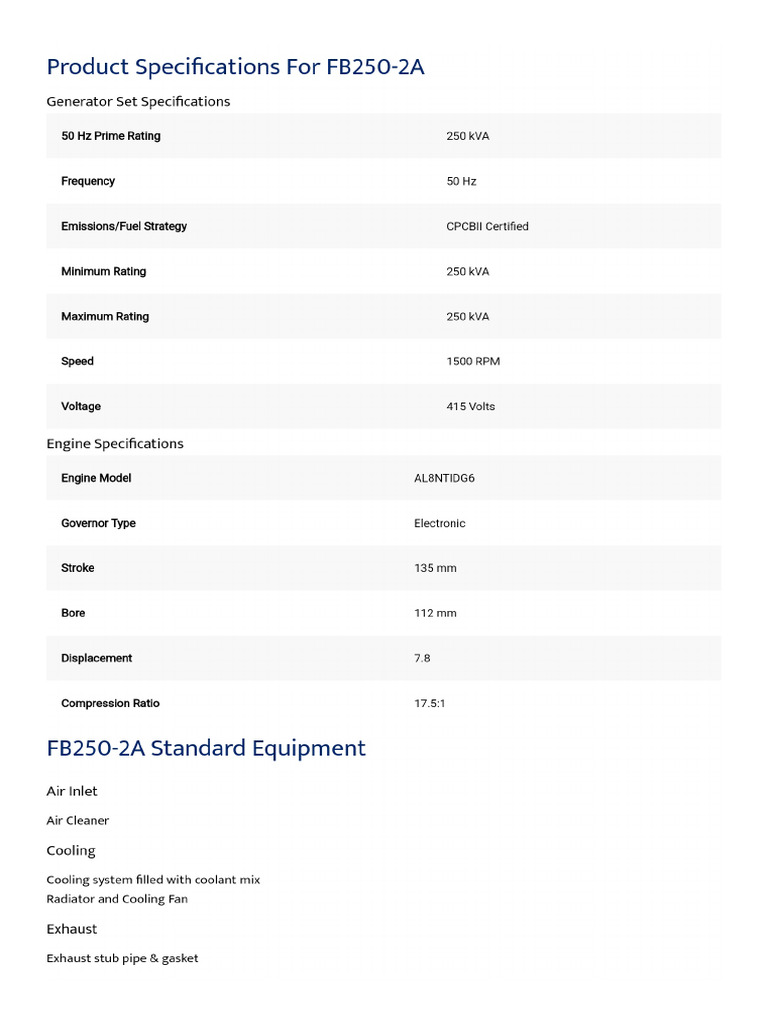 FG Wilson Generator Specifications | PDF