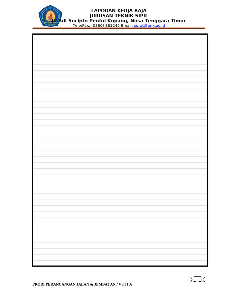 #Kop Laporan Kerja Baja | PDF | Teknologi & Rekayasa