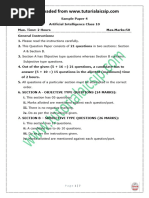 CBSE Class 12 Artificial Intelligence Sample Question Paper 2025 | PDF ...