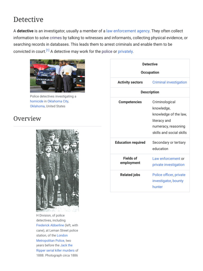 Detective - Wikipedia | PDF | Detective | Public Law