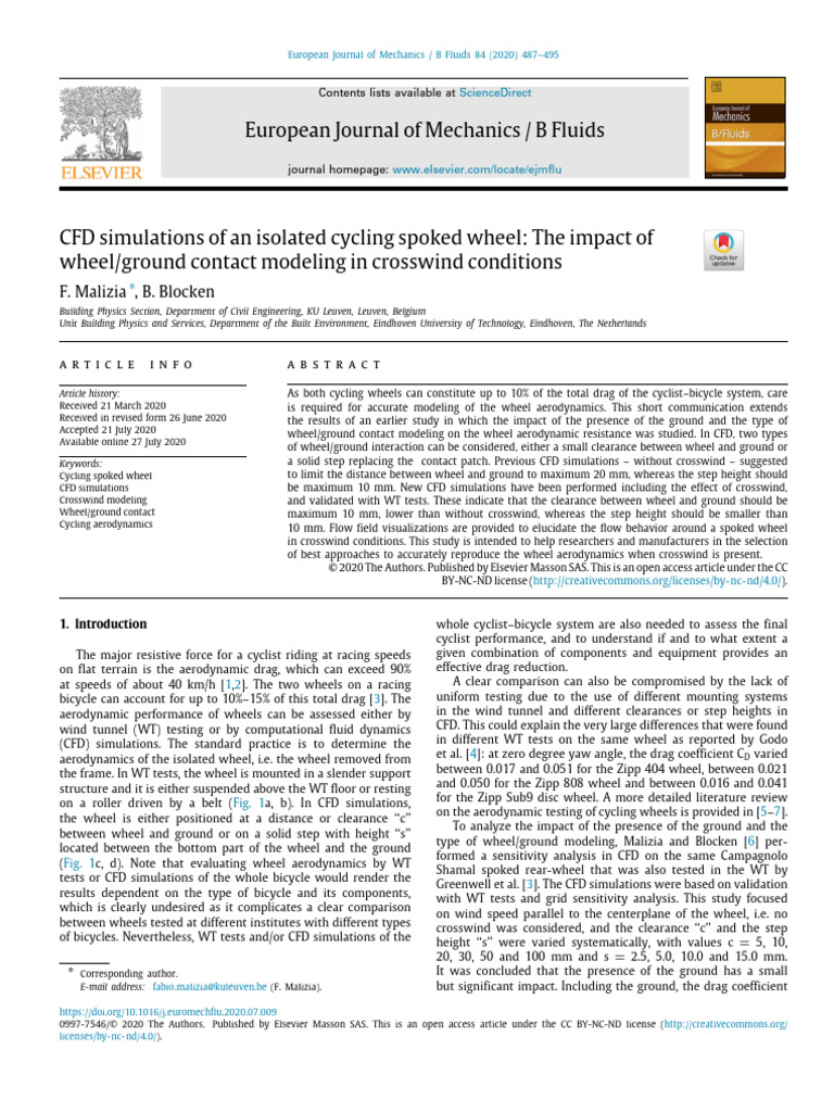 CFD Study on Cycling Wheel Aerodynamics | PDF | Wind Tunnel ...