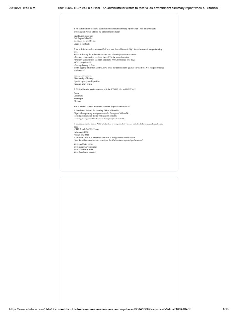 NCP MCI 6 5 Final - An Administrator Wants To Receive An Environment Summary Report When A ...