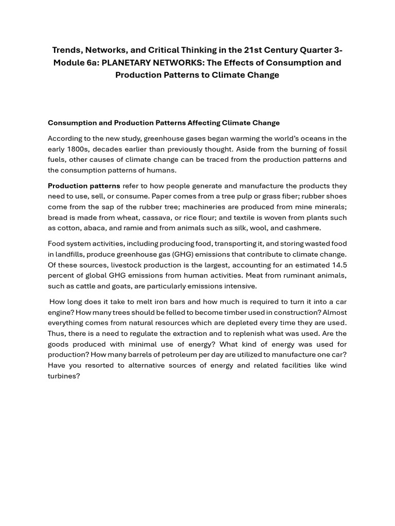 Humanities 2TRENDS Planetary Networks | PDF | Carbon Footprint ...