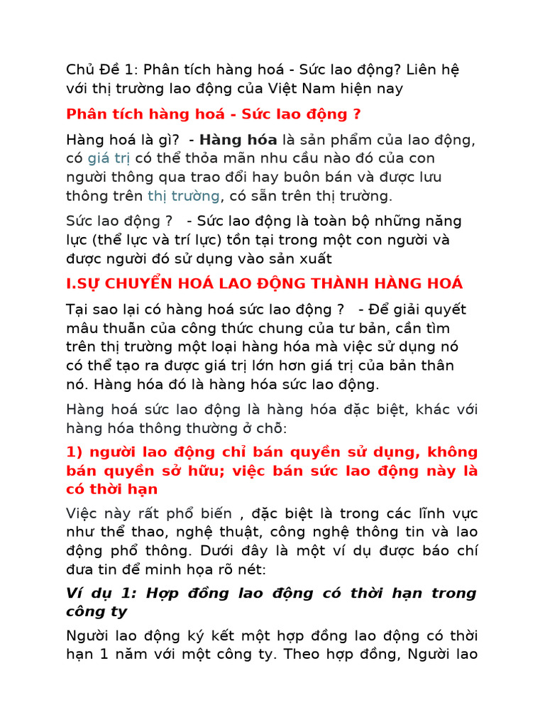 Phân Tích Lao Đ NG S C Lao Đ NG | PDF