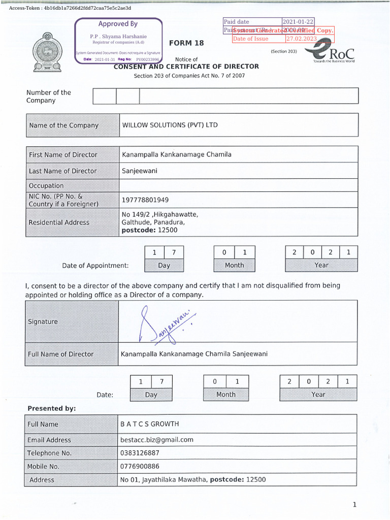 Certified Copy Issued 2023 | PDF