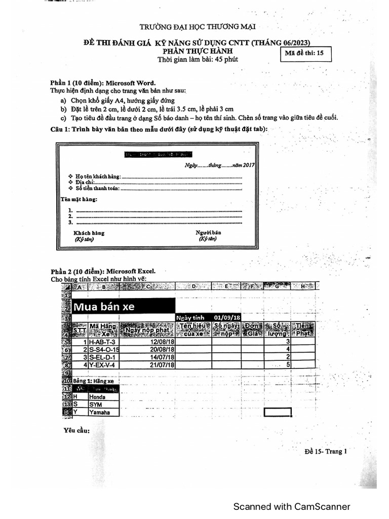 De Thi CDR CNTT 15 | PDF