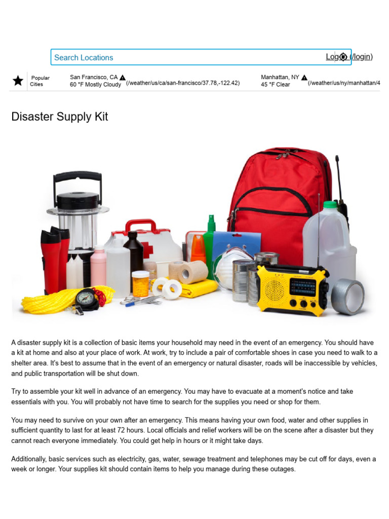 Disaster Supply Kit - Weather Underground | PDF | Tornadoes | Emergency ...