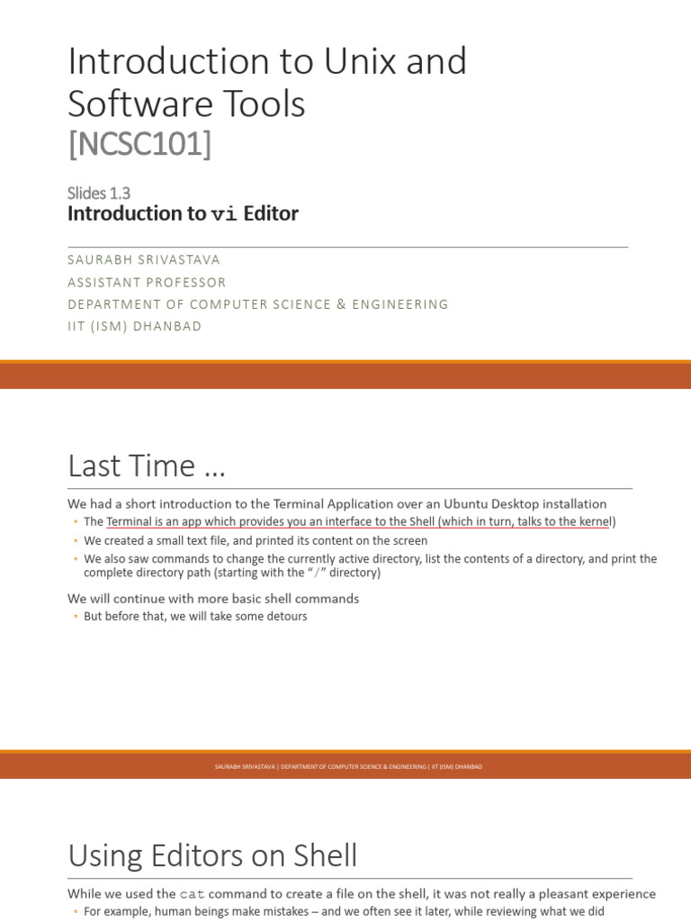 1.3 Introduction To VI Editor | PDF | Cursor (User Interface) | Shell (Computing)