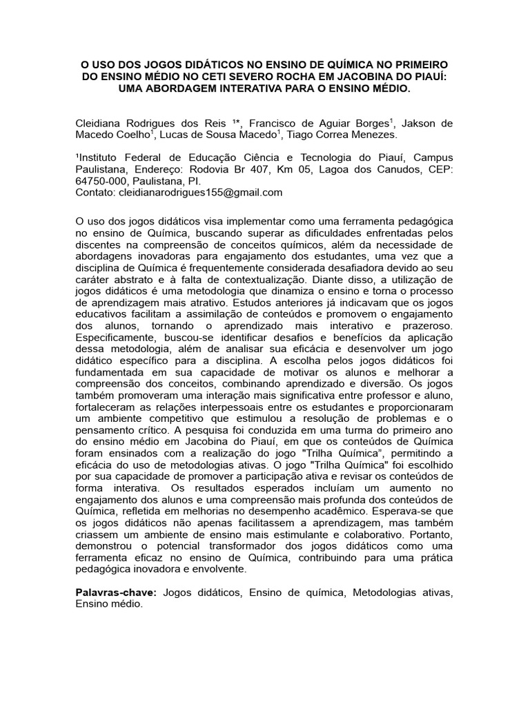 Modelo de Resumo Simples SNCT 2024 (5) - Cleidiana Rodrigues | PDF ...