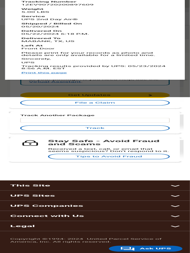 Tracking UPS - United States | PDF