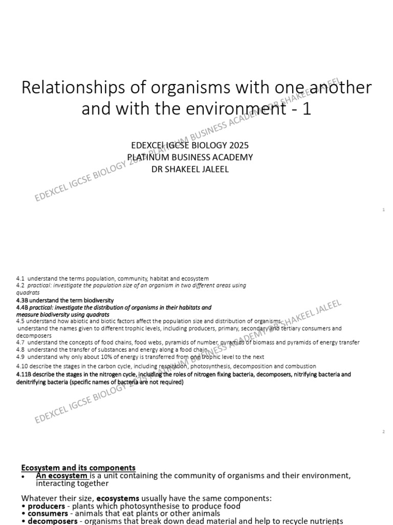 Organisms and Their Environment Lecture 1 | PDF | Decomposition | Ecosystem