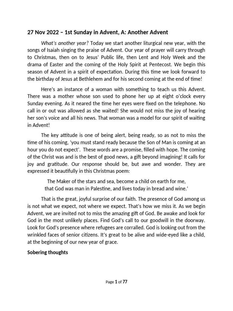 Daily Reflection Year A | PDF | Mary, Mother Of Jesus | Jesus