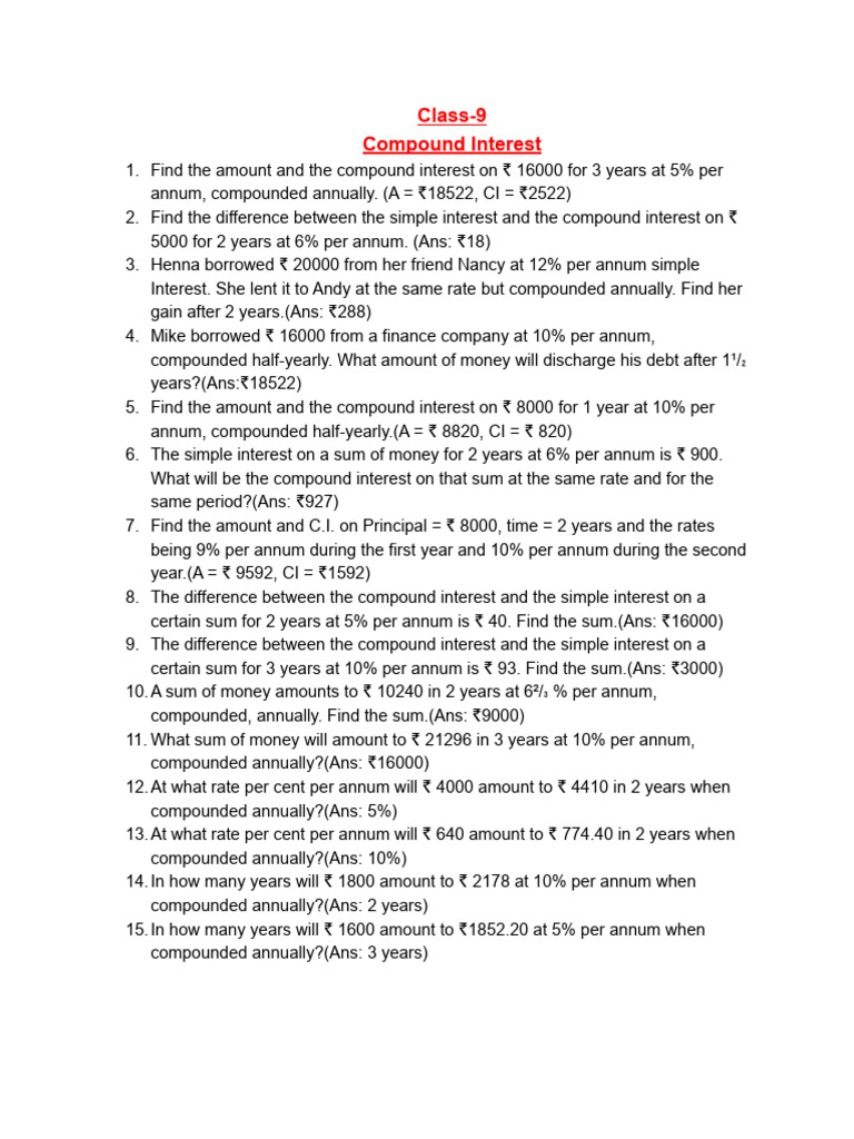 Compound Interest - Worksheet | PDF | Business | Law