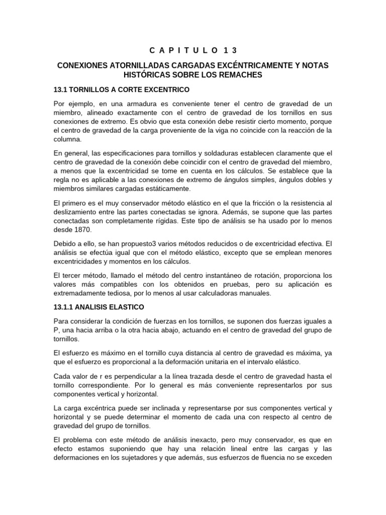 CAPITULO 13 Resumen | PDF | Remache | Tornillo