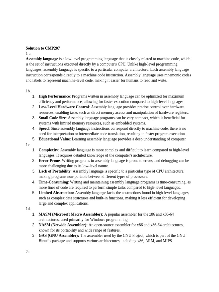 Assembly Language Overview and Comparison | PDF | Assembly Language | Computer Architecture