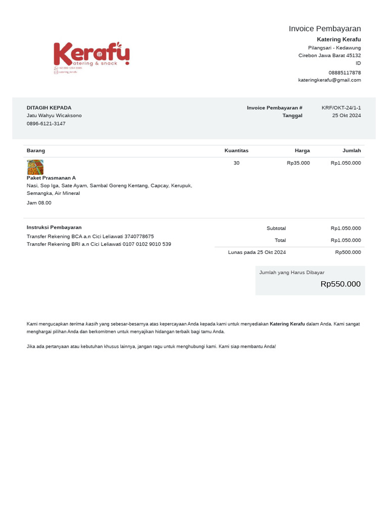 InvoicePembayaran#KRF OKT 24 1 1 | PDF