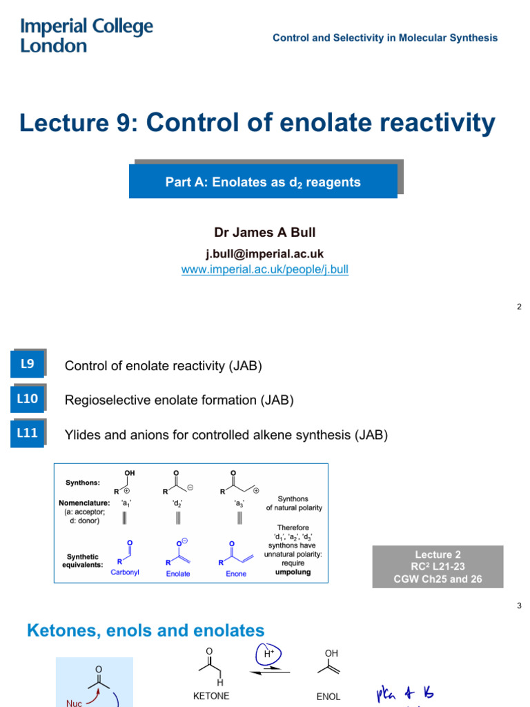 Enolate Reactivity Control in Synthesis | PDF | Organic Chemistry ...