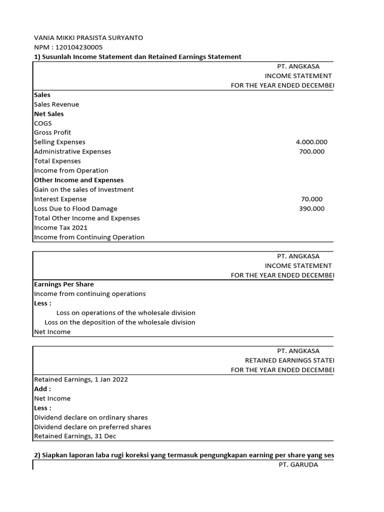 Vania Mikki P.S - 120104230005 - Modul 3 | PDF | Net Income | Income