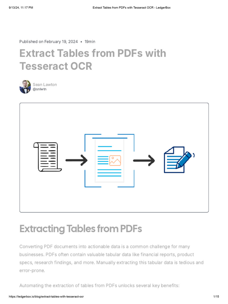 Extract Tables from PDFs with OCR | PDF | Optical Character Recognition ...
