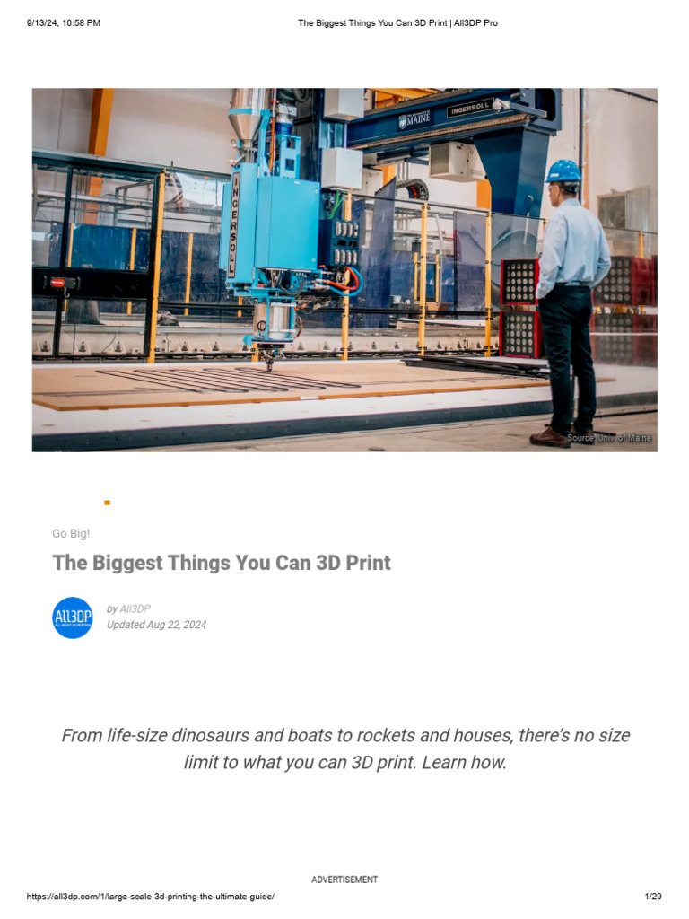 The Biggest Things You Can 3D Print - All3DP Pro | PDF | 3 D Printing | Secondary Sector Of The ...