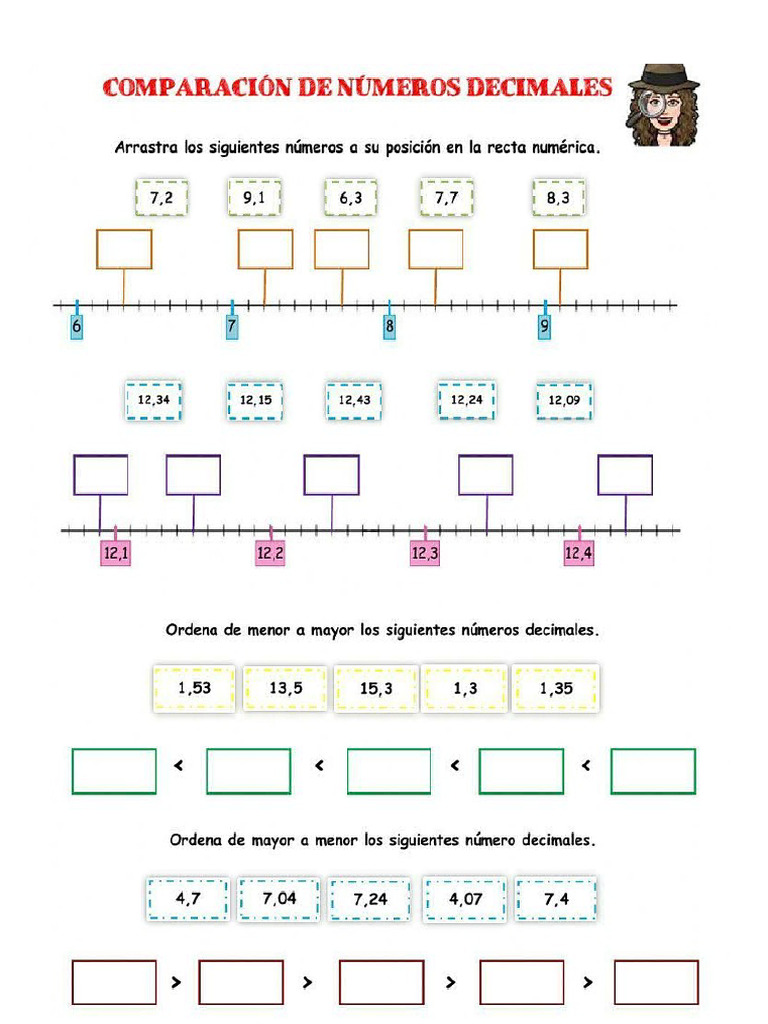 Ficha 3 Mayor Menor Números Decimales | PDF