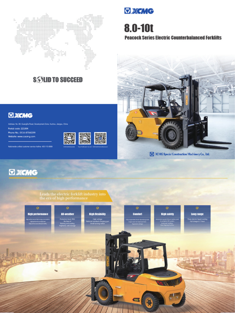 XCMG PeaCock Forklift (8 10t) | PDF | Battery Charger | Elevator