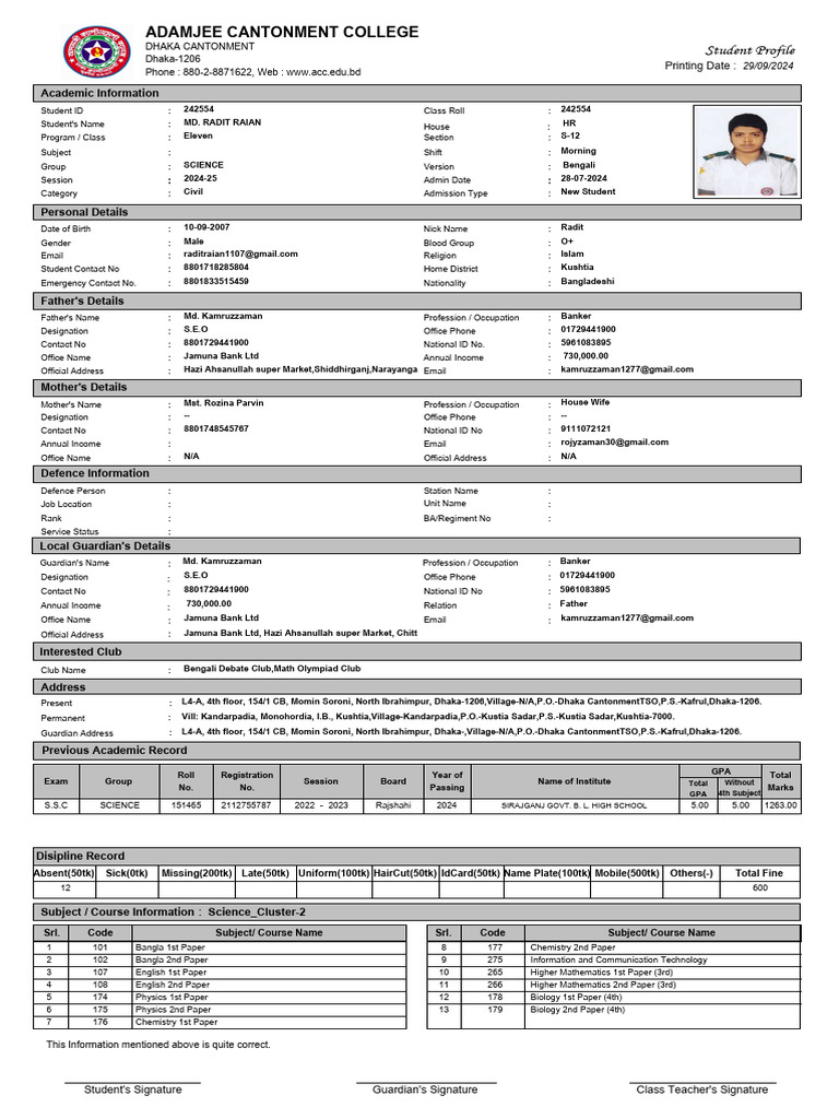 Student Profile | PDF