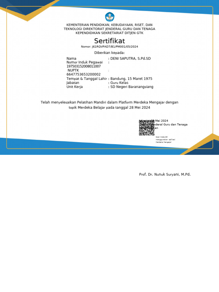 Certificate-Topik Merdeka Belajar | PDF