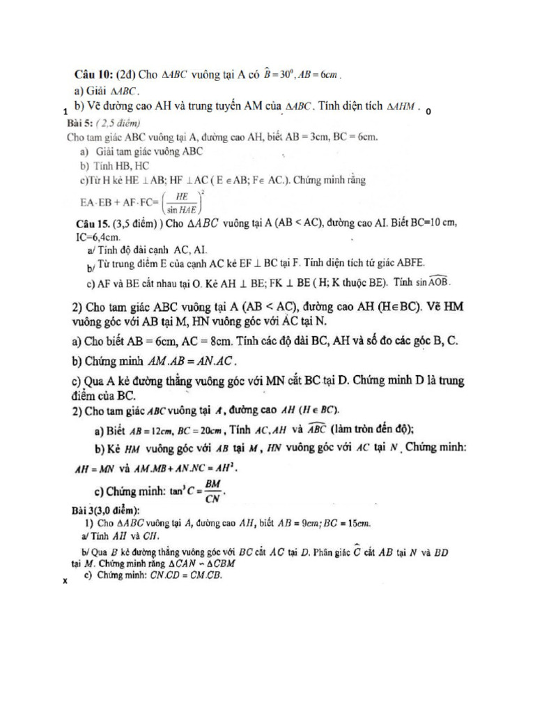 BT hình học ôn giữa HK1 | PDF