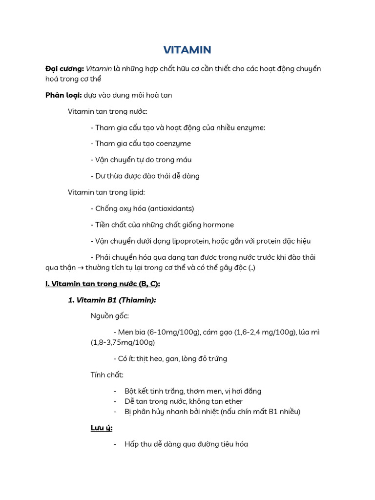 Note - Vitamin | PDF
