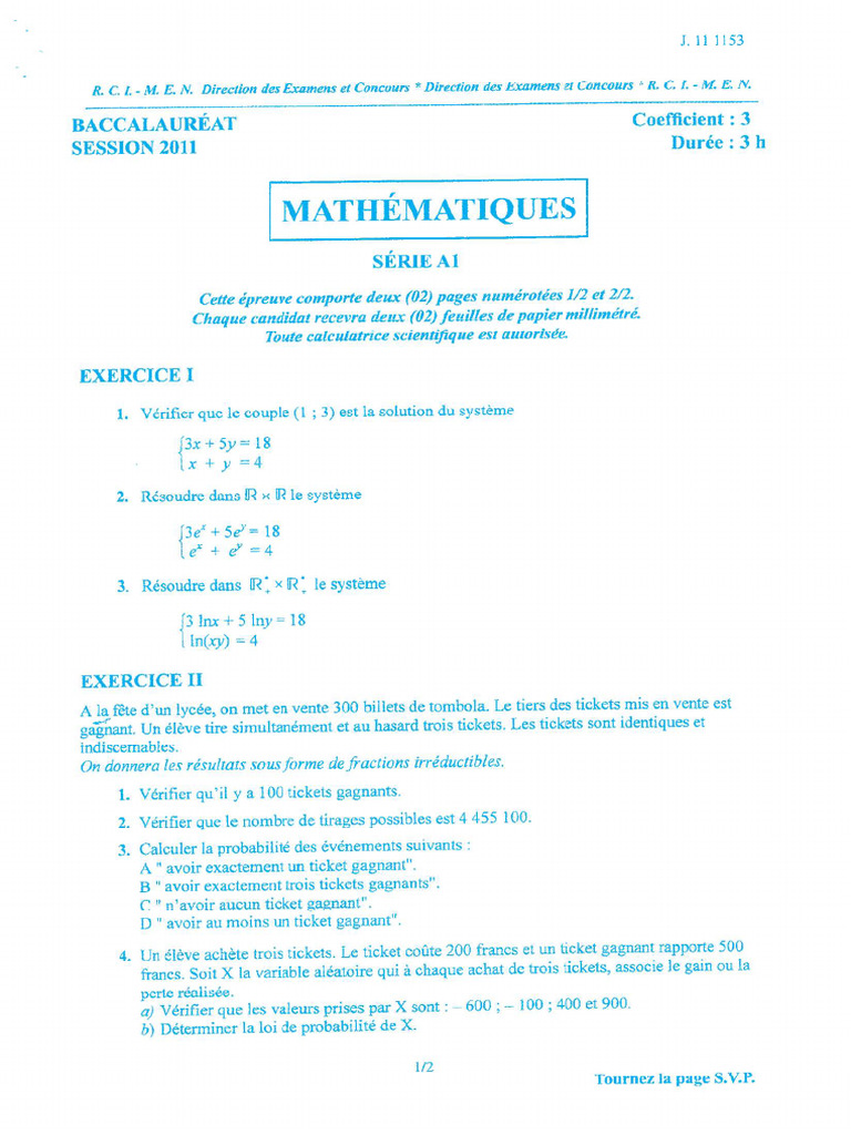 Bac A1 Math 2011 Pdf