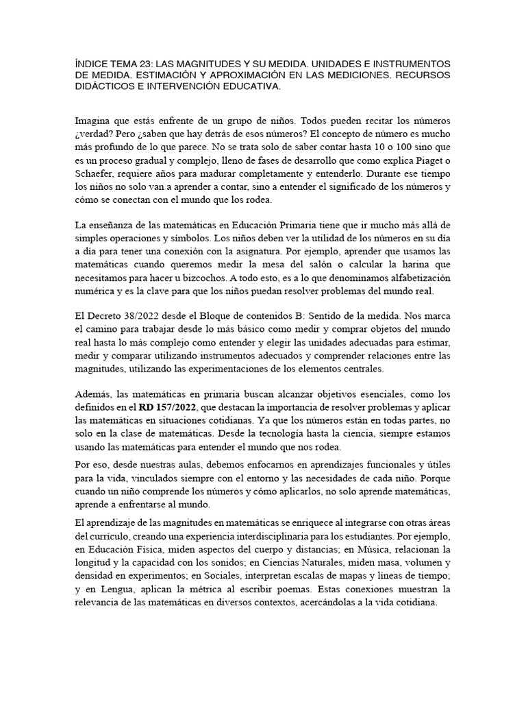 Tema 23 | PDF | Medición | Aprendizaje